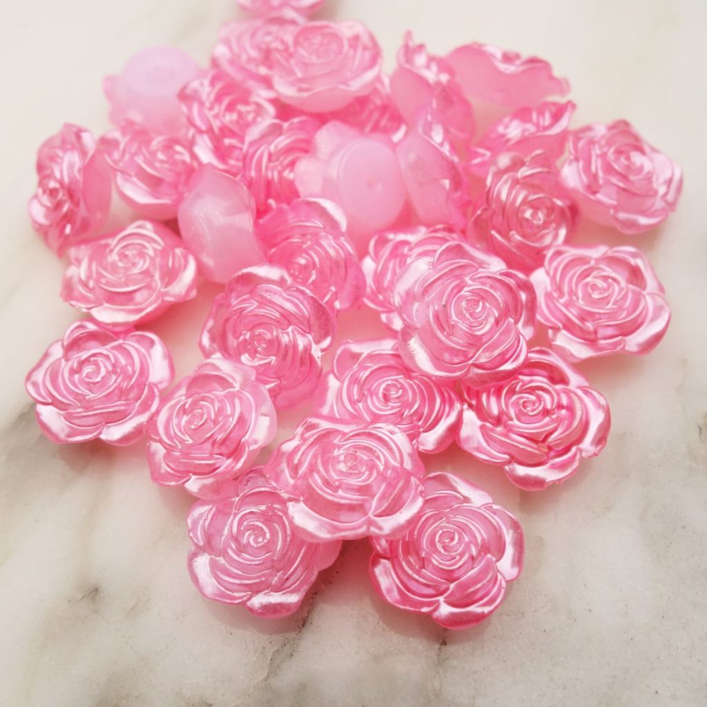 12mm Pink Pearl Rose-20pcs - Happy Place Bling
