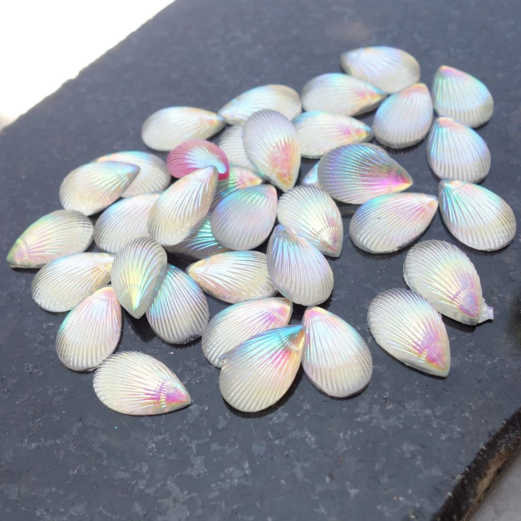 8x12 White AB Striated Teardrop-20pcs - Happy Place Bling